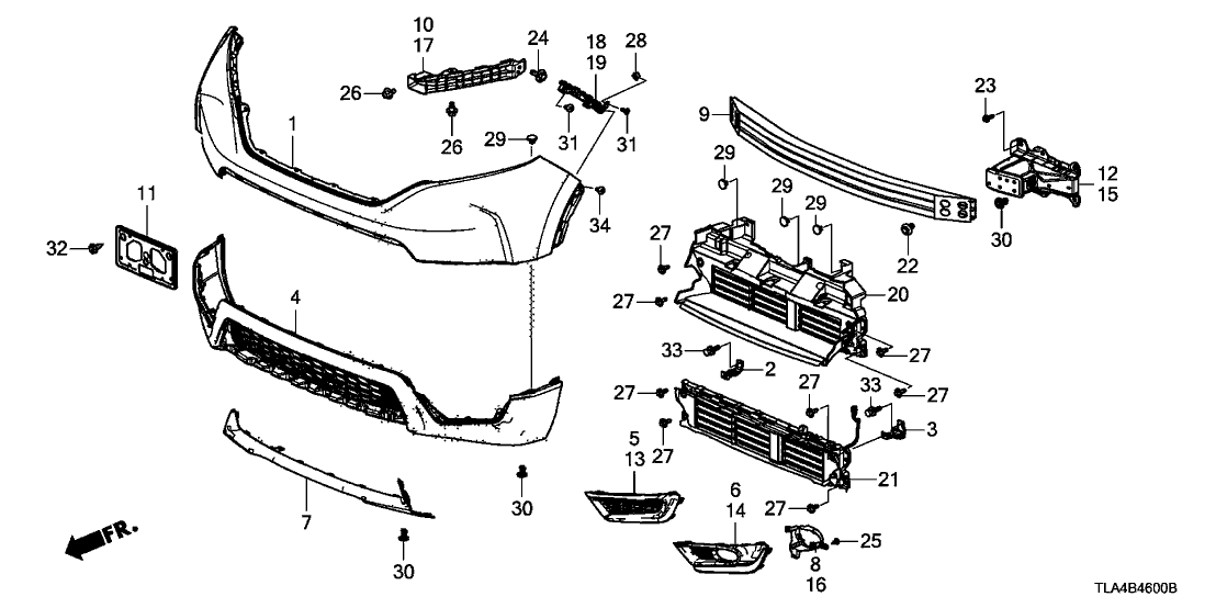 71166-TLA-A00 - Genuine Honda Bracket, L. FR. Foglight