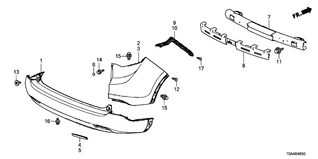 04715-T0A-A90 - Genuine Honda Face,RR Bumper LWR(D