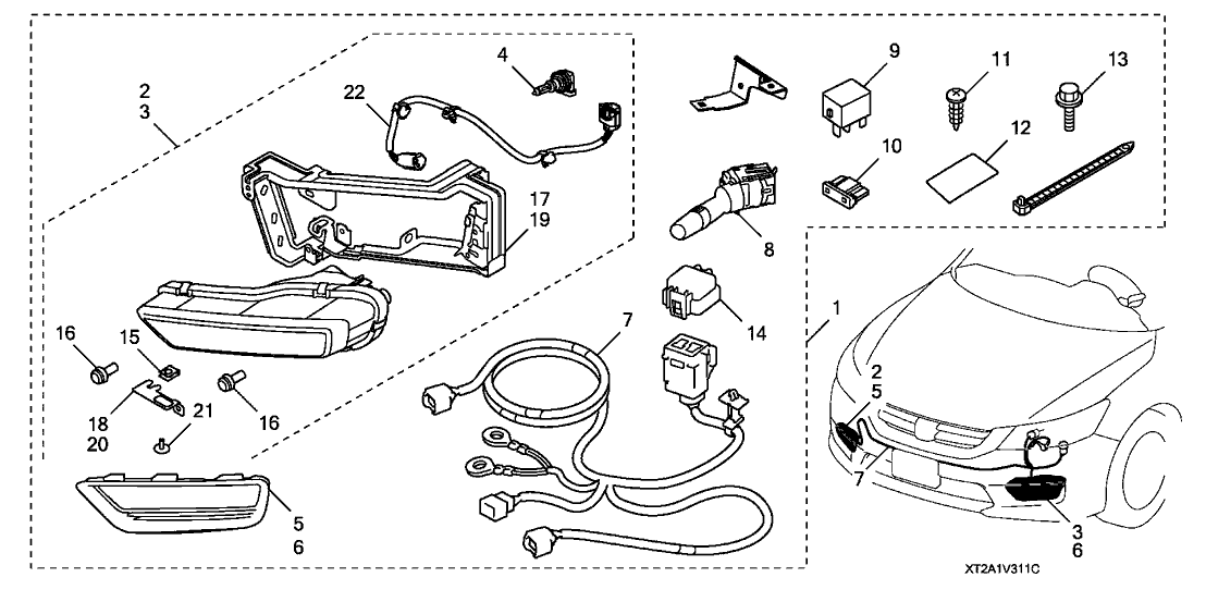 33950-T2A-A01 - Genuine Honda Light Assy,L FR F