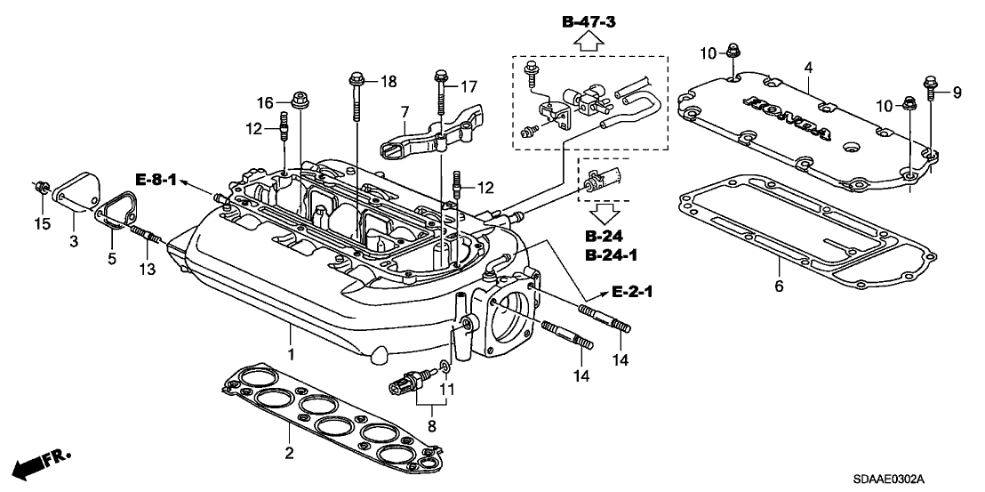 2007 Honda Accord 4 Door EX (V6) KA 5AT Intake Manifold (V6)