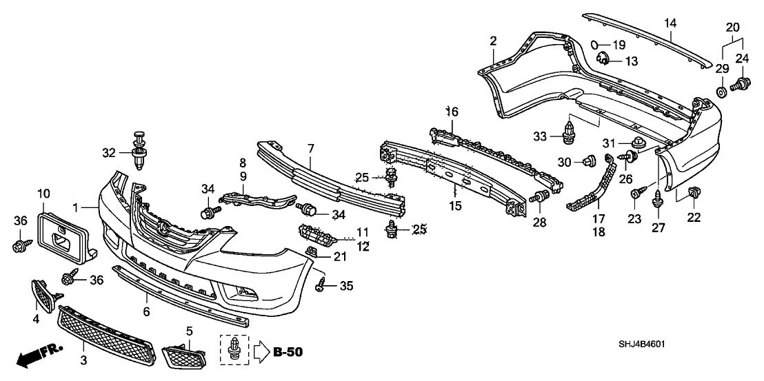 71193-SHJ-A00 - Genuine Honda Spacer, R. FR. Bumper Side
