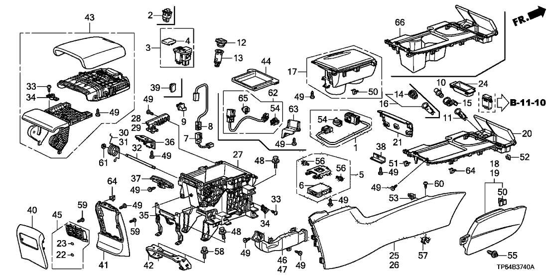 90669-SHJ-A01 - Genuine Honda Clip, Snap Fitting
