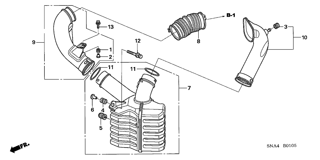 17251-RNA-A00 - Genuine Honda Tube A, Air In.