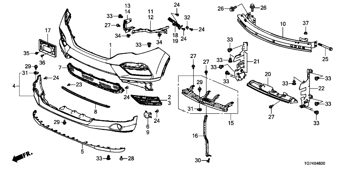 71107-TG7-A00 - Genuine Honda Garnish, L. FR. Bumper (A)