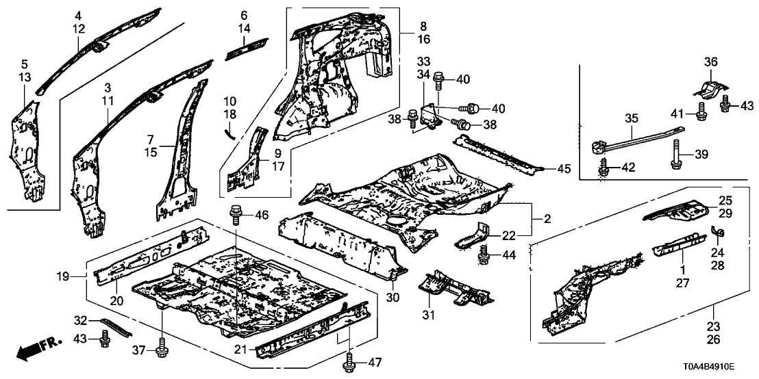 65741-T0A-A00ZZ - Genuine Honda Crossmember Floor Up