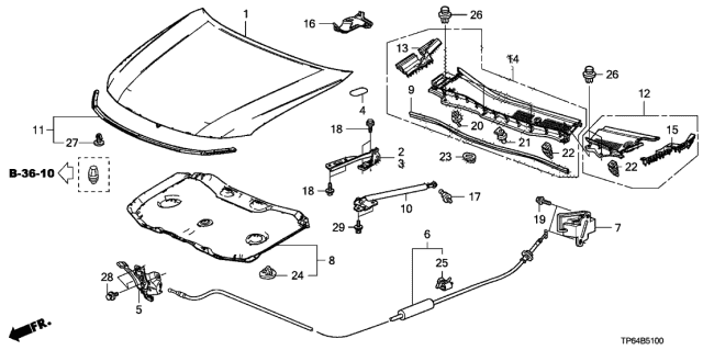 60100-TP6-A90ZZ - Genuine Honda Hood, Engine (DOT)