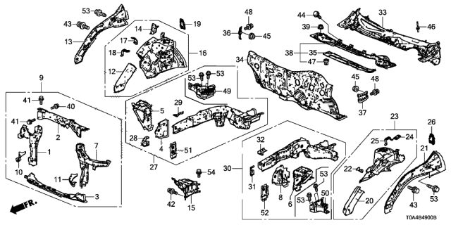 04601-T0A-A00ZZ - Genuine Honda Stay Set Right, Front Bulkhead