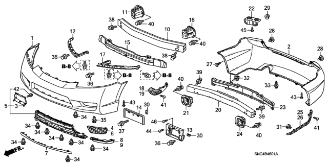71193-SNA-A02 - Genuine Honda Spacer, R. FR. Bumper Side