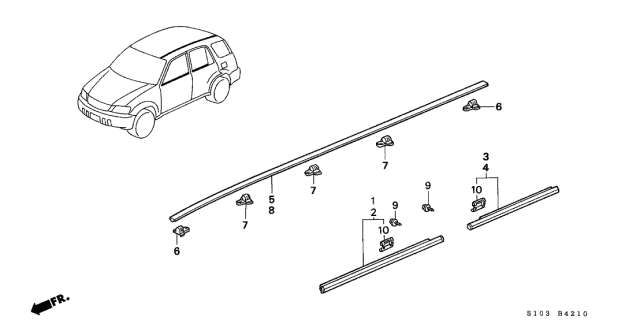 72450-S10-003 - Genuine Honda Molding Assy., L. FR. Door