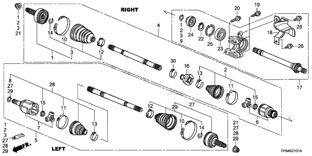 44500-TA0-A00 - Genuine Honda Shaft Assembly, Half