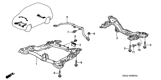 50300-S9A-A00 - Genuine Honda Beam, Rear Suspension Cross