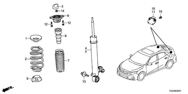 52608-TET-H01 - Genuine Honda Cap, RR. Shock Absorber Mount