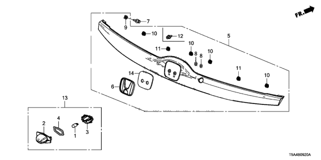 75701-T5A-000 - Genuine Honda Emblem, H-Mark 75