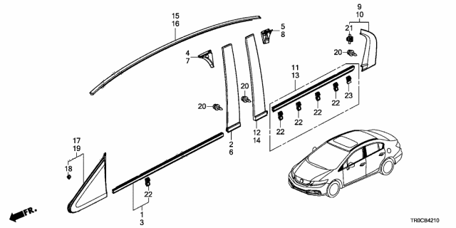72410-TR0-A01 - Genuine Honda Molding Assy., R. FR. Door
