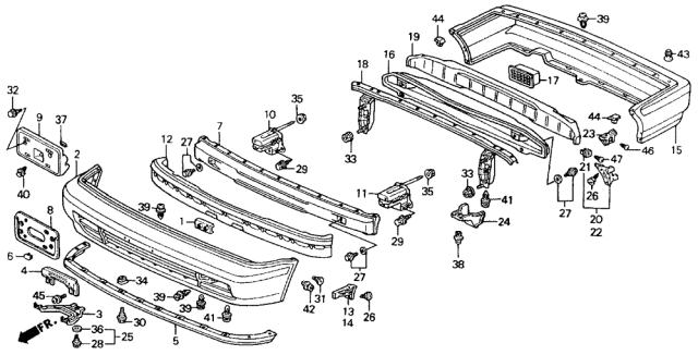91509-SM4-000 - Genuine Honda Clip, Bumper Corner Slide