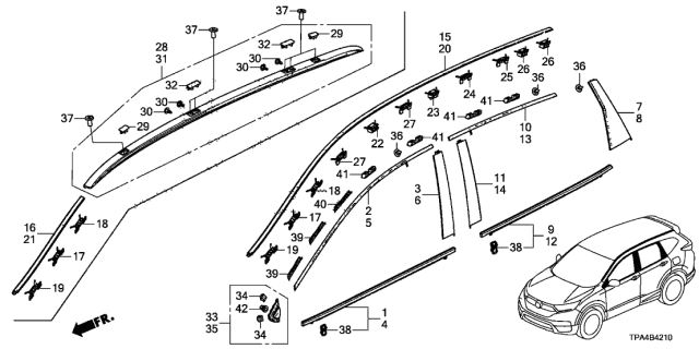 73163-TLA-A01 - Genuine Honda Molding, L. Drip Side