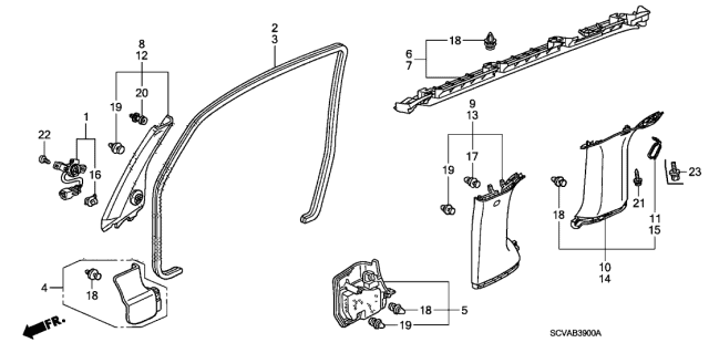 91561-SCV-A01 - Genuine Honda Clip, Pillar