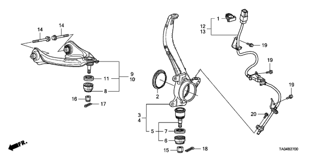 44348-TA0-A00 - Genuine Honda Ring, Front Knuckle