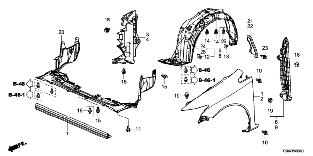 74111-TR3-A00 - Genuine Honda Shield, FR. Splash