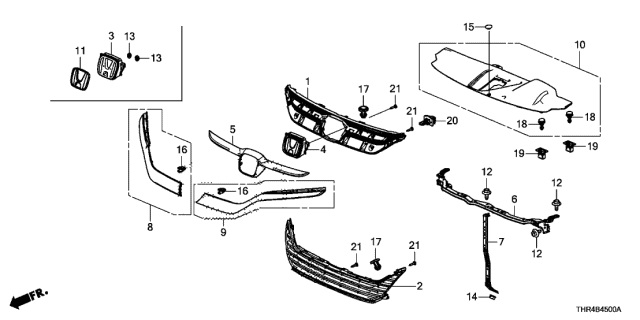 71123-THR-A01 - Genuine Honda Mesh, Front Grille