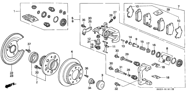 Rear Brake (Disk) (V6) - 2000 Honda Accord 2 Door EX (V6) KA 4AT