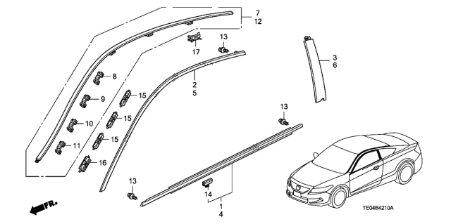 72450-TE0-A02 - Genuine Honda Molding Assy,L FR Do