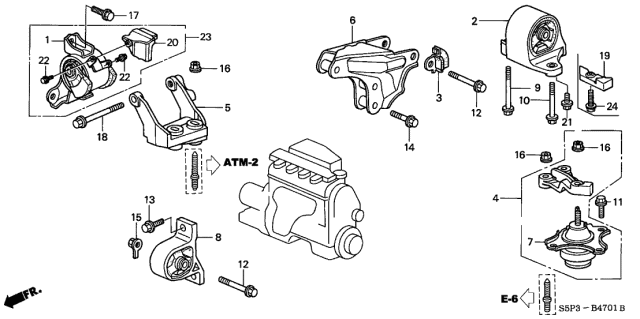 50810-S5A-992 - Genuine Honda Rubber, RR. Engine Mounting