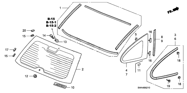 76850-SXS-A02 - Genuine Honda Nozzle Assembly, Rear Windshield