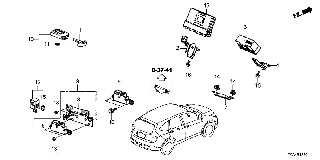 38390-T0A-A00 - Genuine Honda Antenna Assembly Lf&B