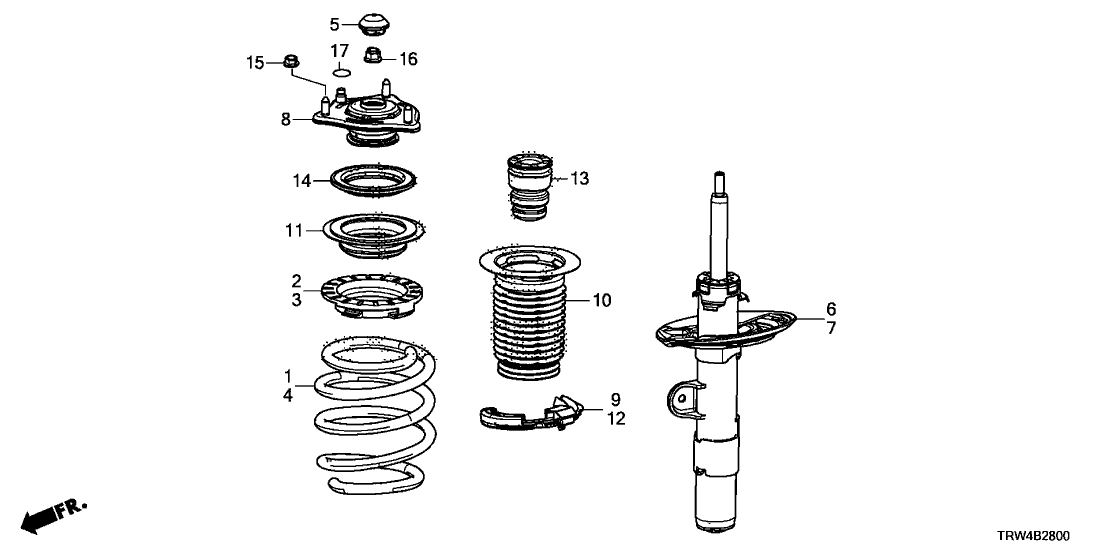 51621-TRW-J01 - Genuine Honda Shock Absorber Unit, Left Front