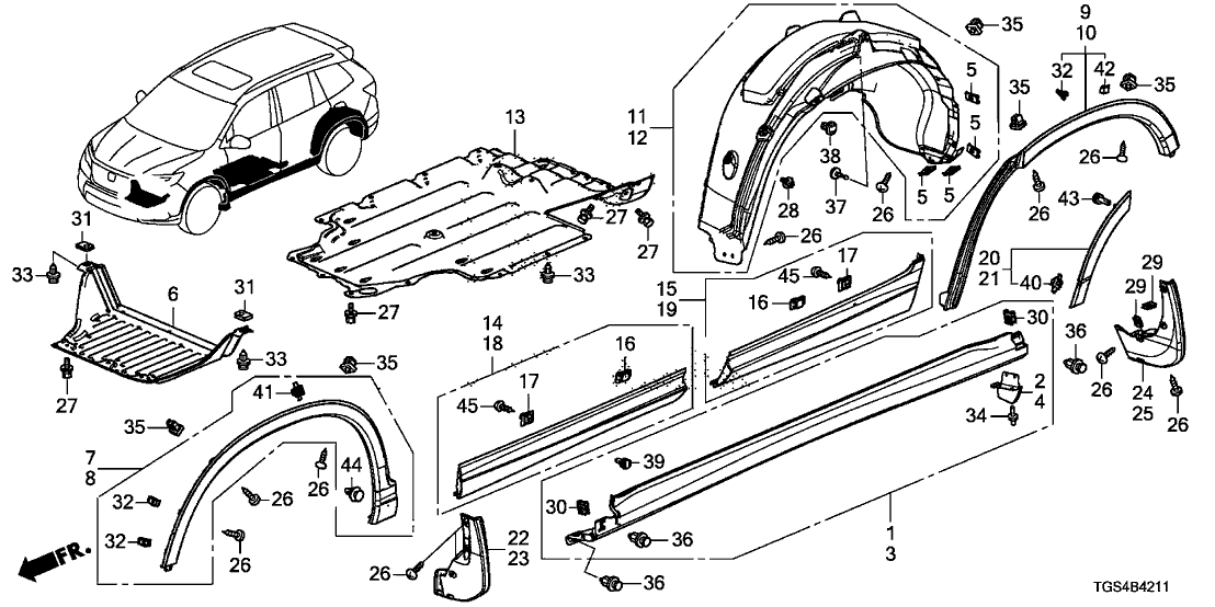 91513-TGS-A01 - Genuine Honda CLIP, ARCH PROTECTOR