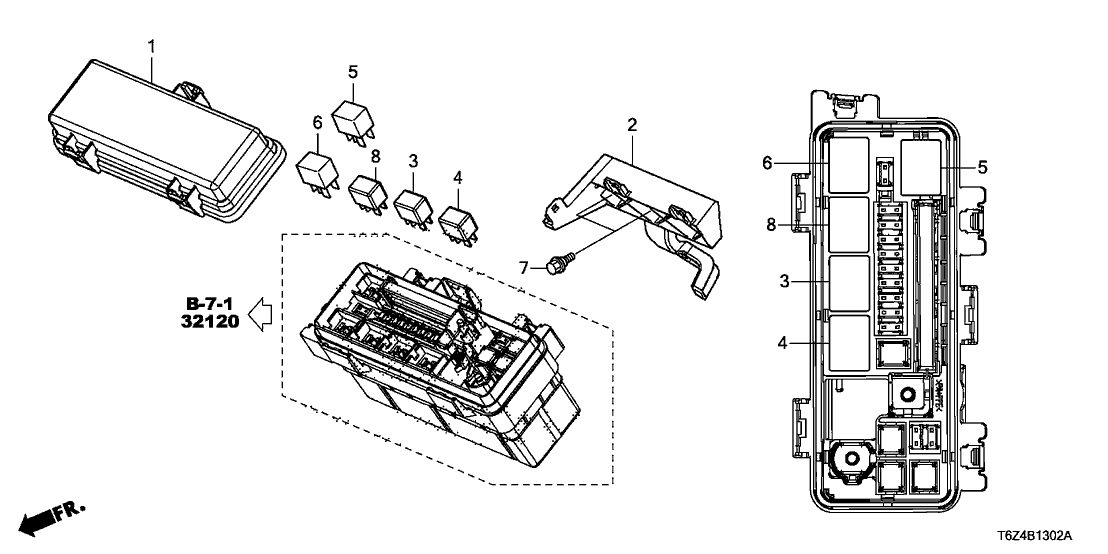 38232-T6Z-A11 - Genuine Honda COVER, SUB-FUSE BOX