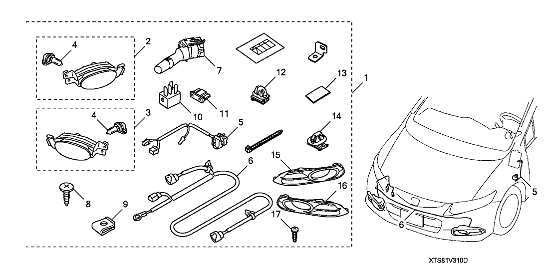 08V31-TR0-10032 - Genuine Honda Harness, Foglight