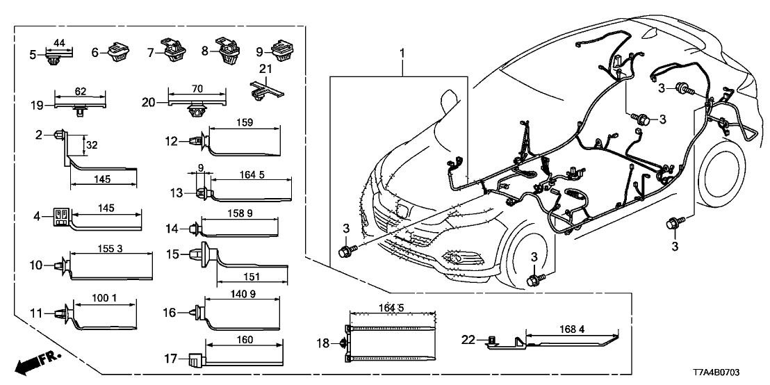 32107-T7A-A20 - Genuine Honda WIRE HARNESS, FLOOR