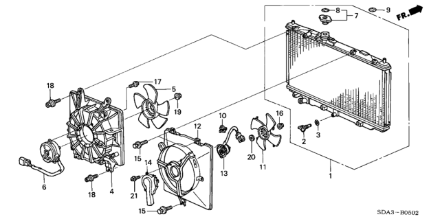 Radiator (V6) (Denso) - 2004 Honda Accord 4 Door EX (V6) KA 5AT