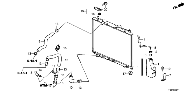 Radiator Hose - Reserve Tank - 2021 Honda Ridgeline 4 Door RTL (AWD/ACC ...
