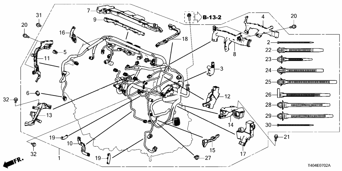 32135-66V-A00 - Genuine Honda HOLDER, ENG WR HARN