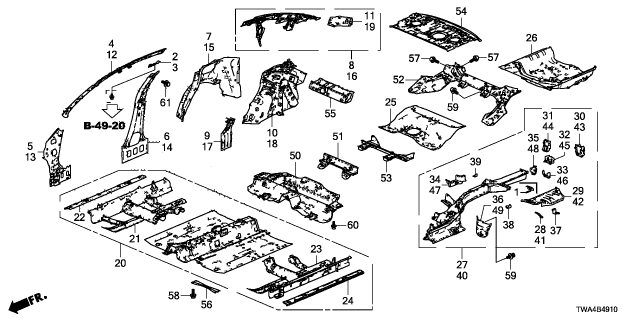 65660-TWA-325ZZ - Genuine Honda FRAME L RR