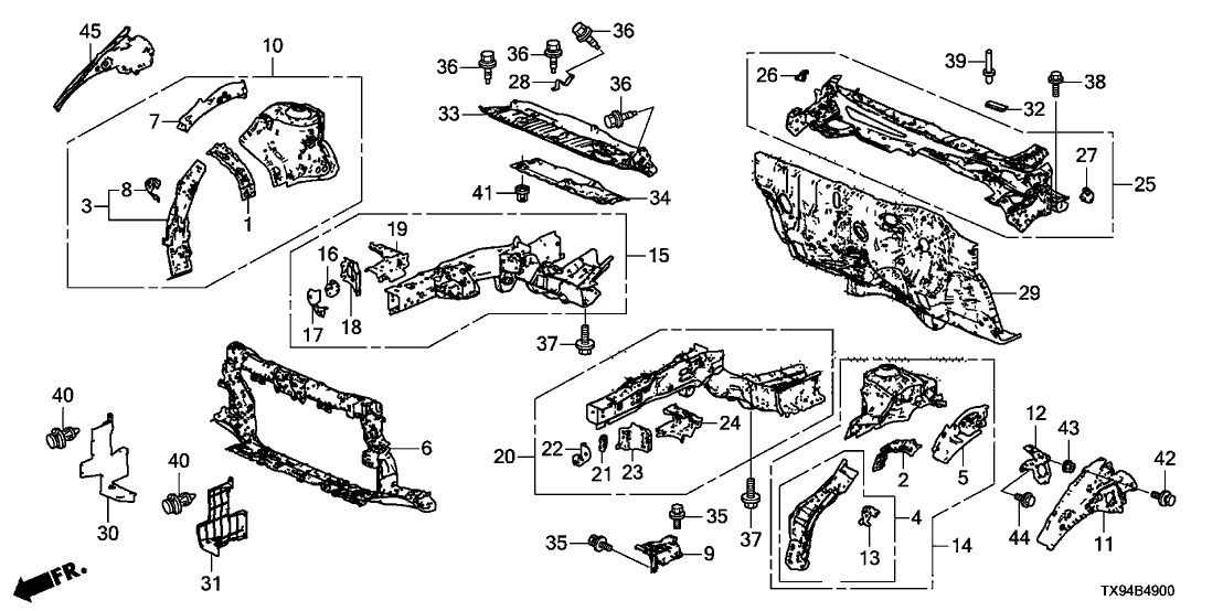 91503-S7A-003 - Genuine Honda Clip, FR. Grille