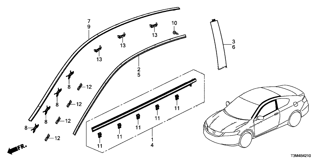 73153-T3L-A01 - Genuine Honda Molding, R. Drip Side