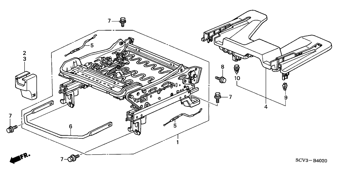 2004 Honda Element 5 Door EX (4WD) KA 4AT Front Seat Components ...