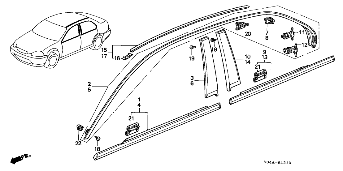 91531-ST0-003 - Genuine Honda Clip, Door Molding (Yellow)