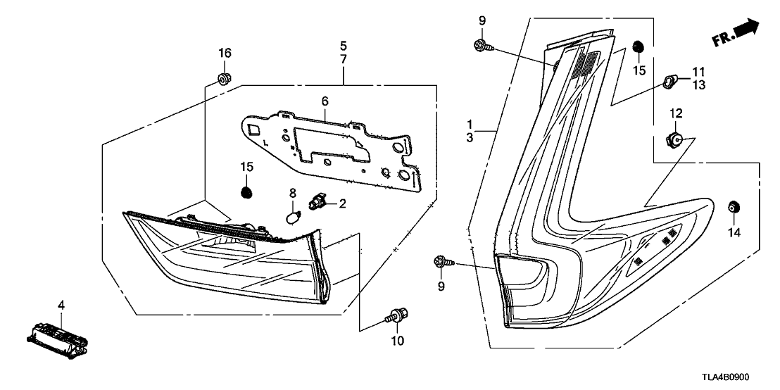 33500-TLA-A01 - Genuine Honda Taillight Assy., R.