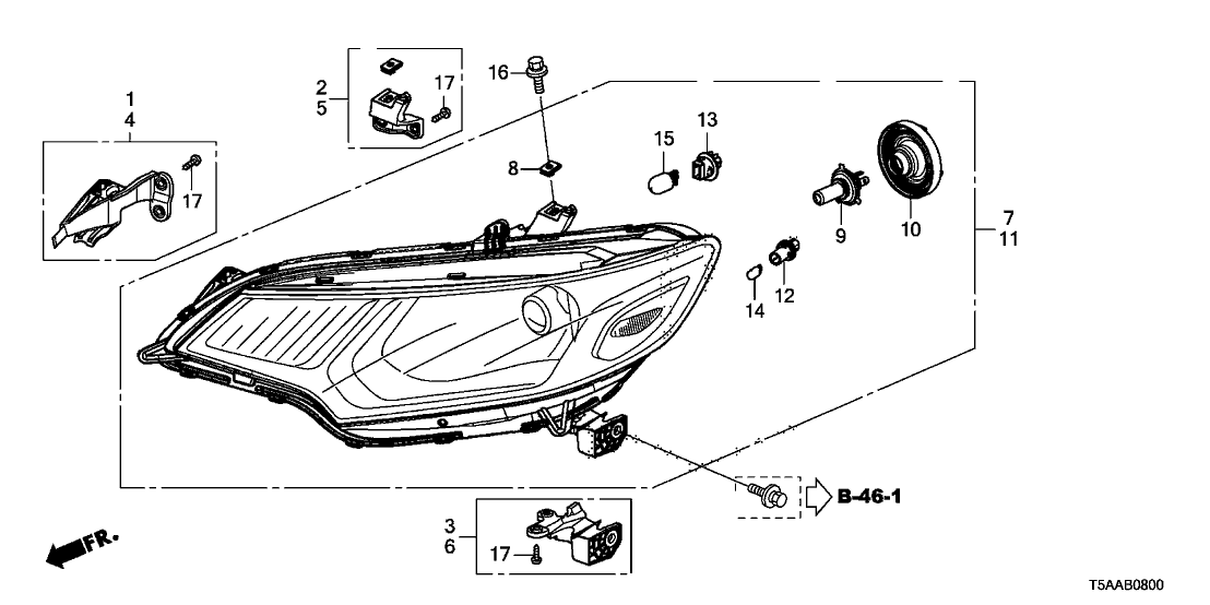 06150-T5A-J11 - Genuine Honda Kit,L H/L Mountin