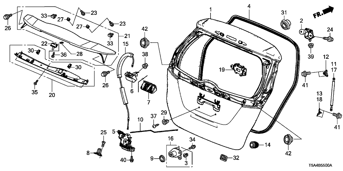 74899-T5R-A02 - Genuine Honda Damper, Tailgate Dynamic