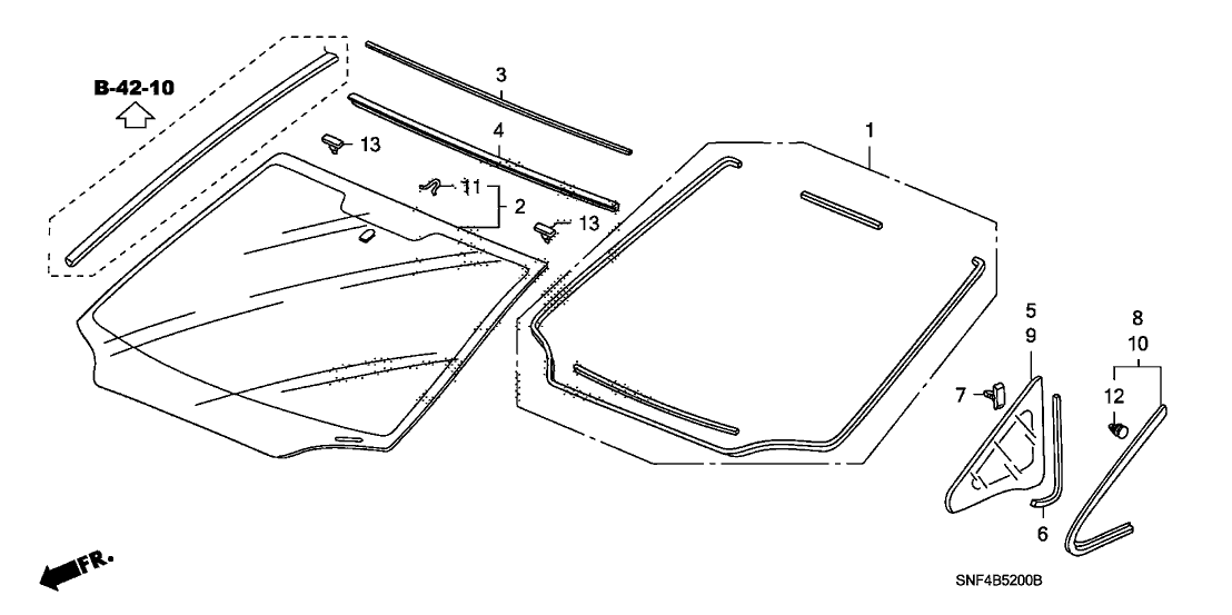 73150-SNA-003 - Genuine Honda Molding, FR. Windshield