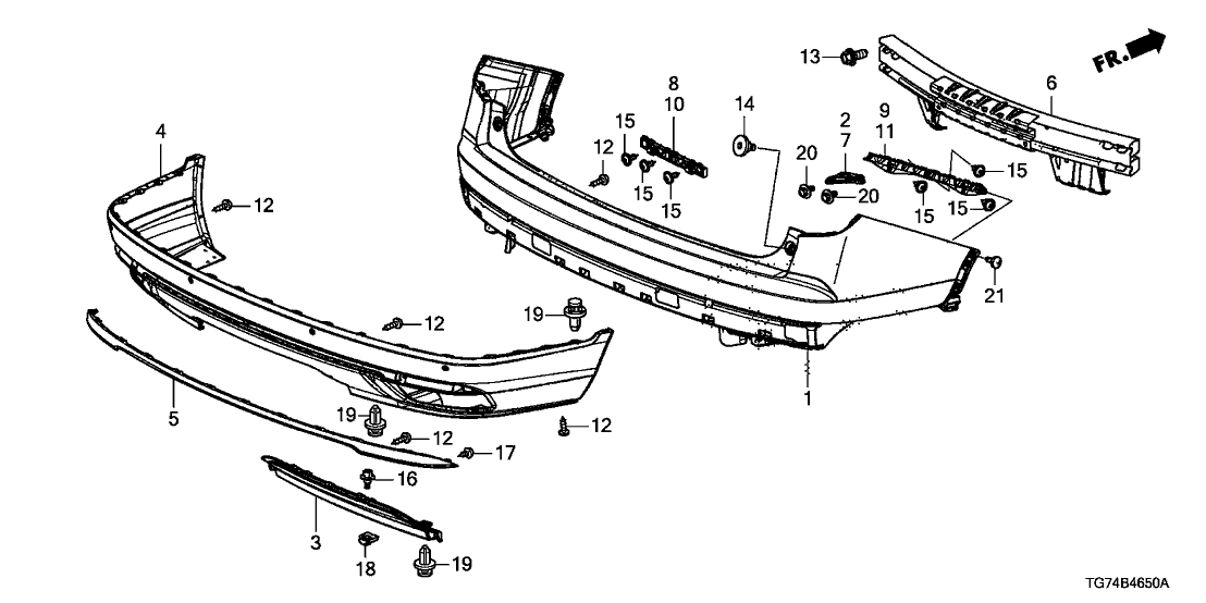 2018 Honda Pilot 5 Door EX-L (AWD) KA 6AT Rear Bumper