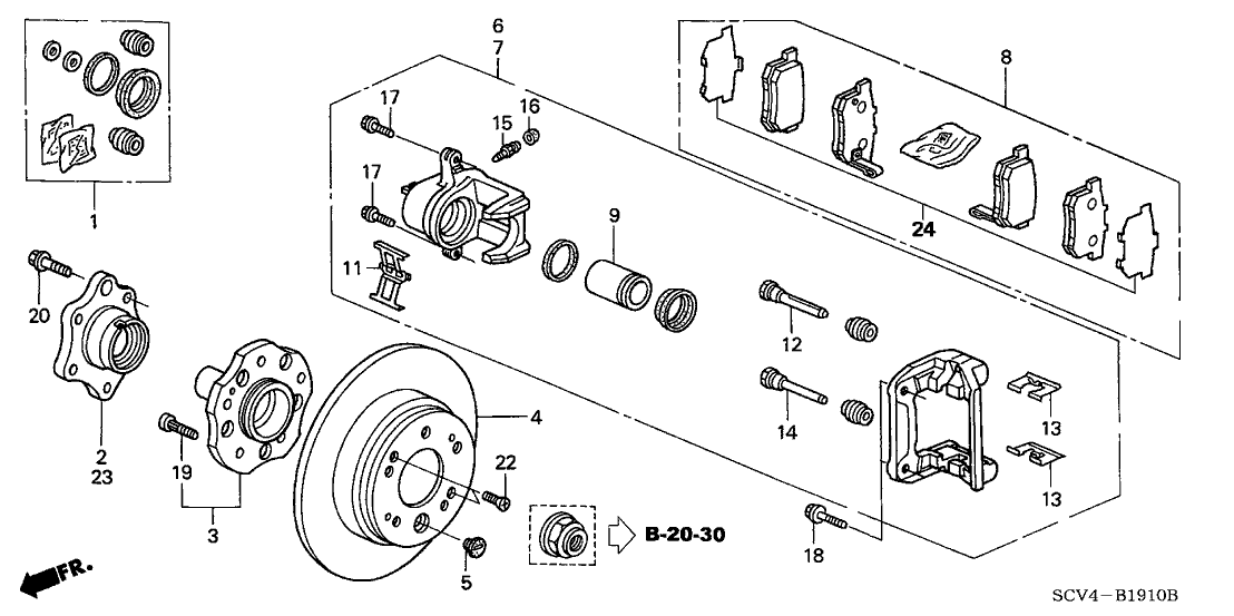 2004 Honda Element 5 Door EX (4WD) KA 4AT Rear Brake (Disk)