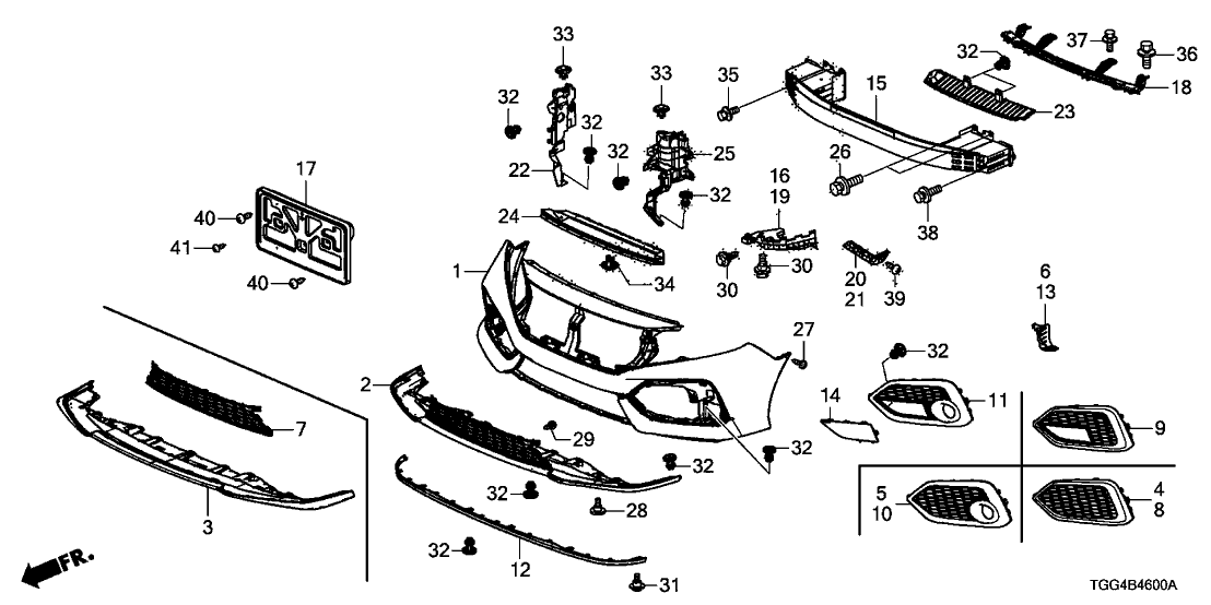 71110-TGG-A00 - Genuine Honda Spoiler, FR. Bumper Air