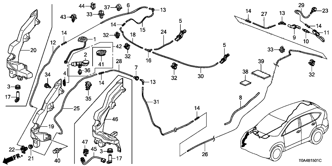 76838-SZA-A30 - Genuine Honda Clip, Washer Tube